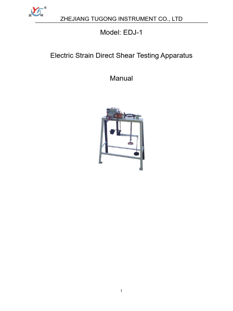 EDJ 1 Electric Strain Direct Shear Testing Apparatus | PDF | Mechanical ...