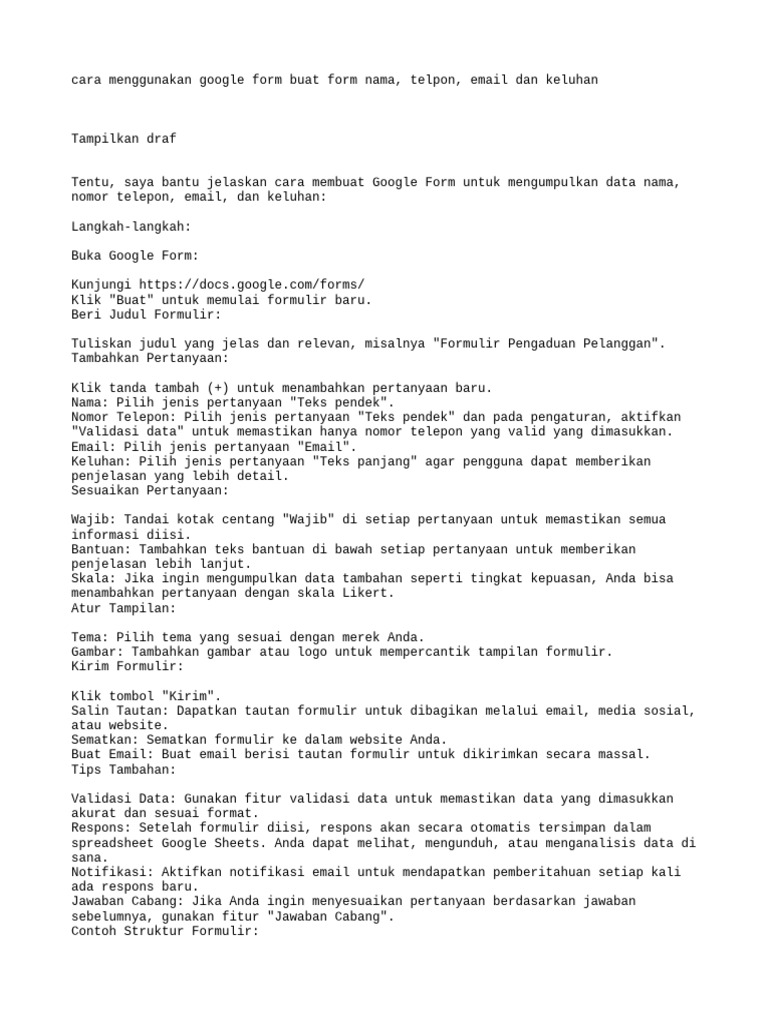 Contoh Google Form | PDF