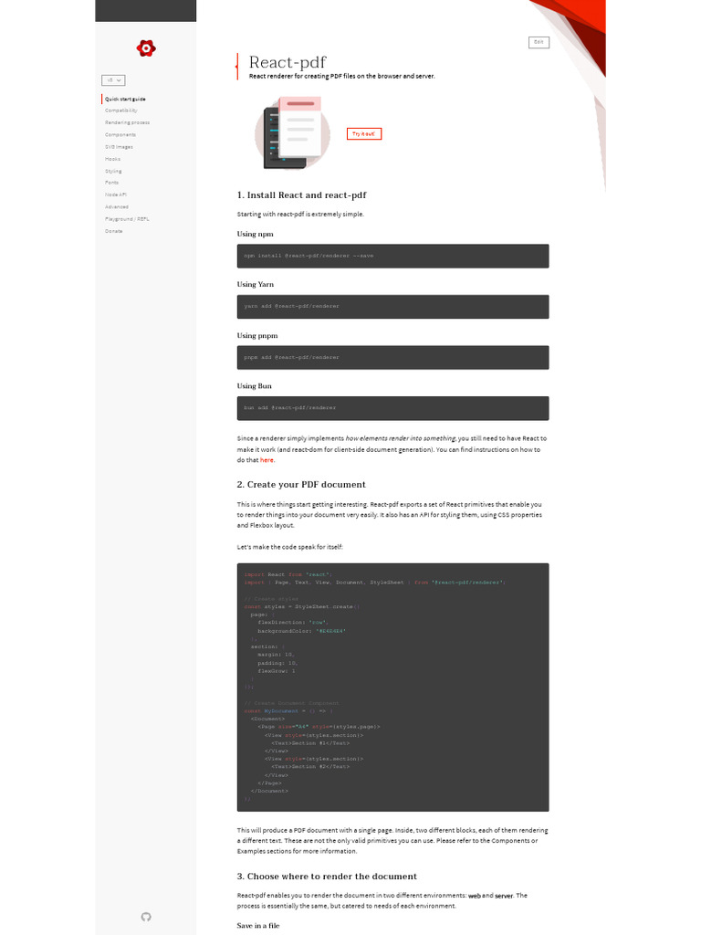 React pdf org PDF Computing Development