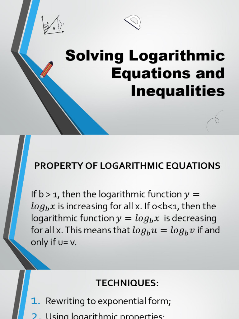 7 - Solving of Logarithmic Equations and Inequalities | PDF | Mathematics | Mathematical Analysis