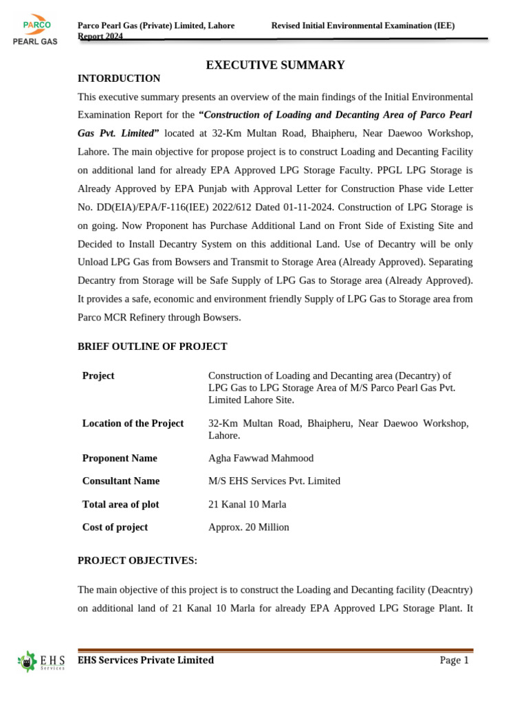 IEE Report Final | PDF | Environmental Impact Assessment | Propane