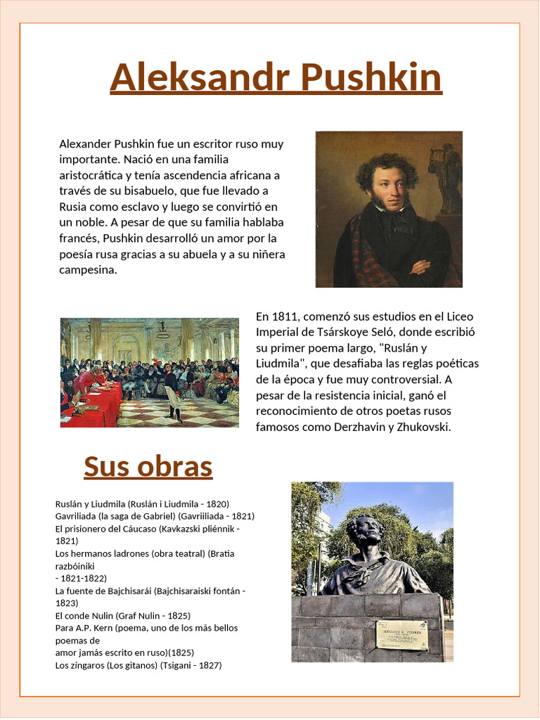 Aleksandr Pushkin Infografia | PDF