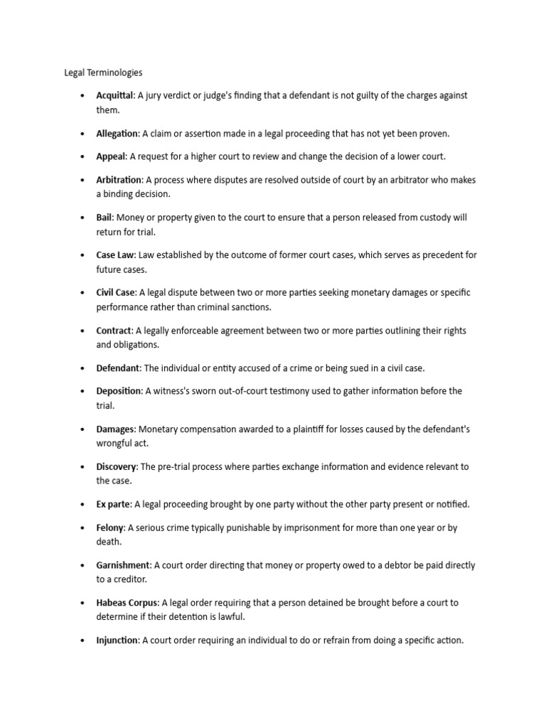 Legal Terminologies | PDF | Lawsuit | Damages