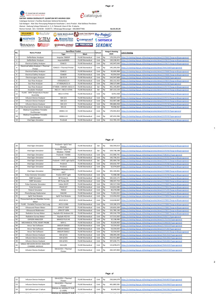Harga Link EKATALOG V.01.05 2024 | PDF | Dosimetry | Radiography