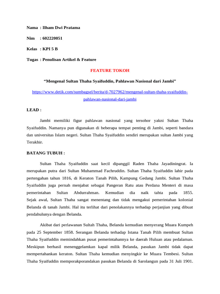 Feature Sultan Thaha Syaifuddin | PDF