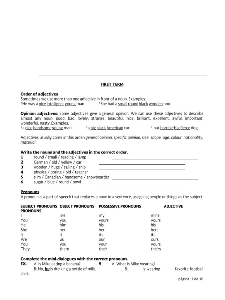 Guia Examen Ingles 1o | PDF | Artes del Lenguaje y Comunicación ...