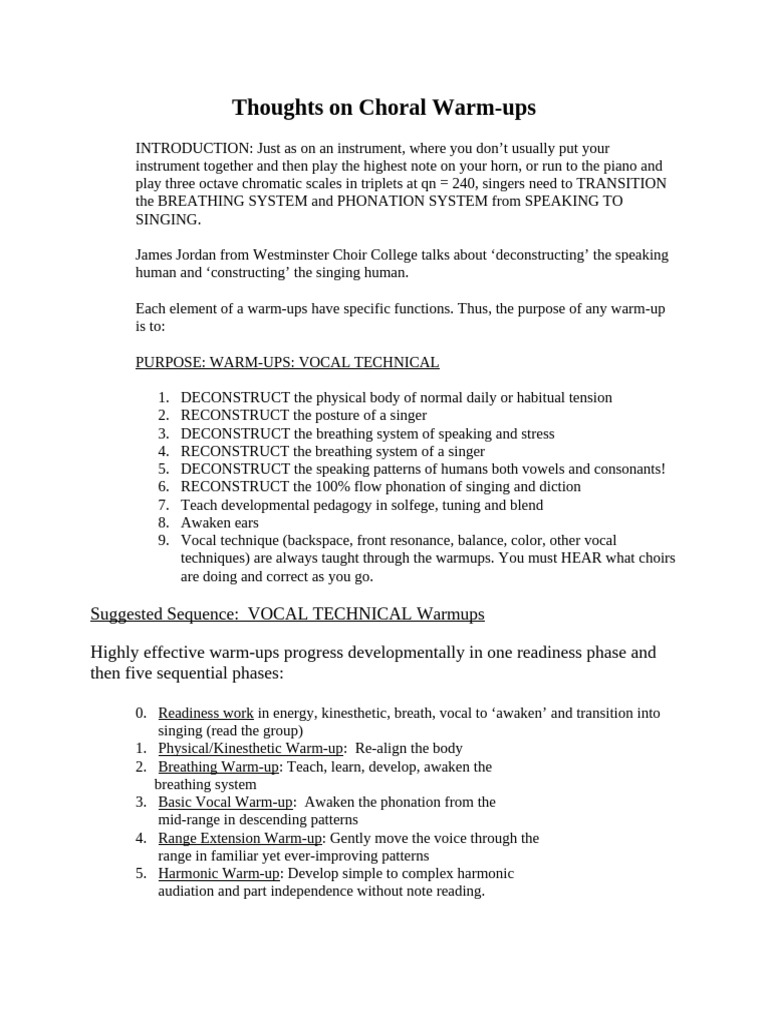 Thoughts On Choral Warm Ups | PDF | Wellness