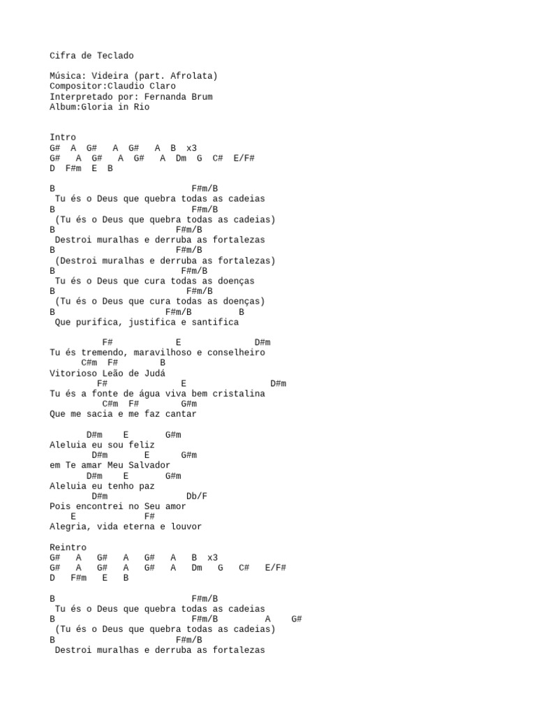 Videira Part Afrolata Fernanda Brum Keyboard | PDF Videira Part Afrolata Fernanda Brum Keyboard | PDF