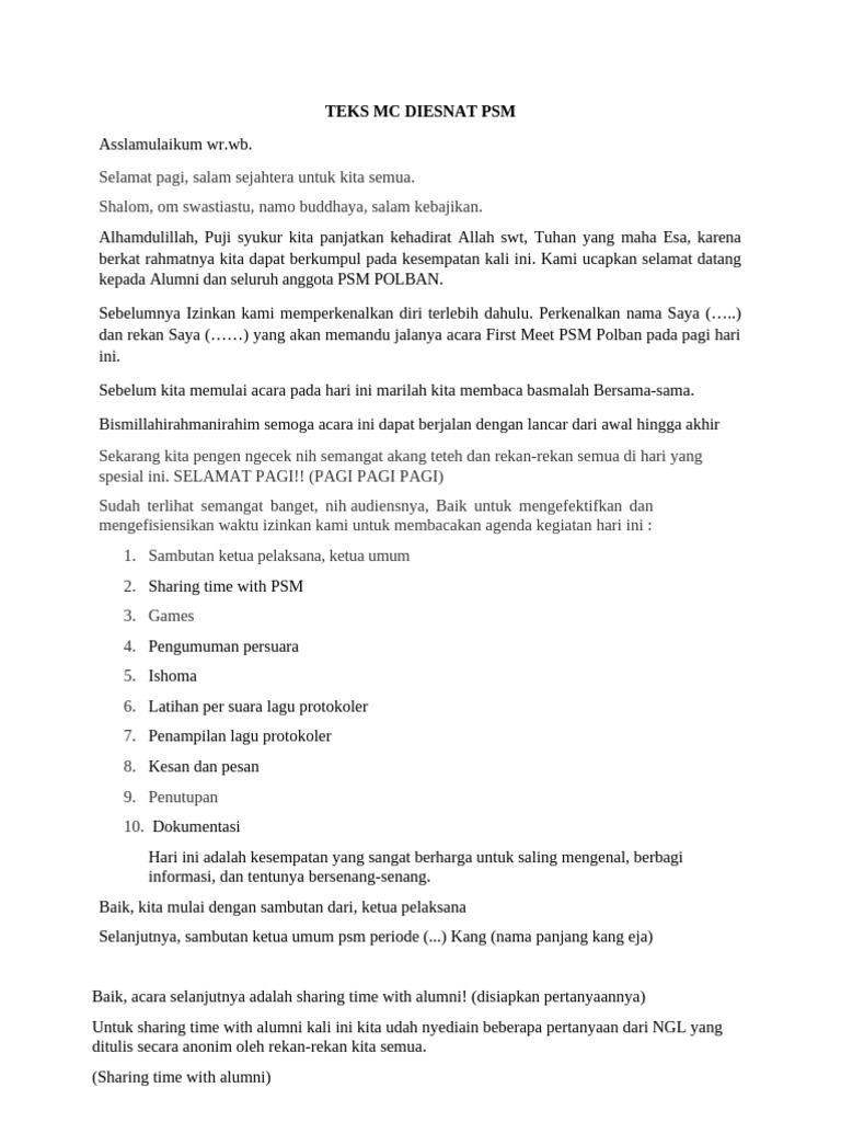 Teks MC Makrab | PDF | Karier & Perkembangan | Olahraga & Rekreasi