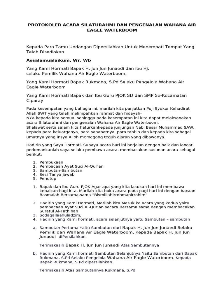 PROTOKOLER ACARA WISUDA SDN GAdis | PDF | Agama & Spiritualitas