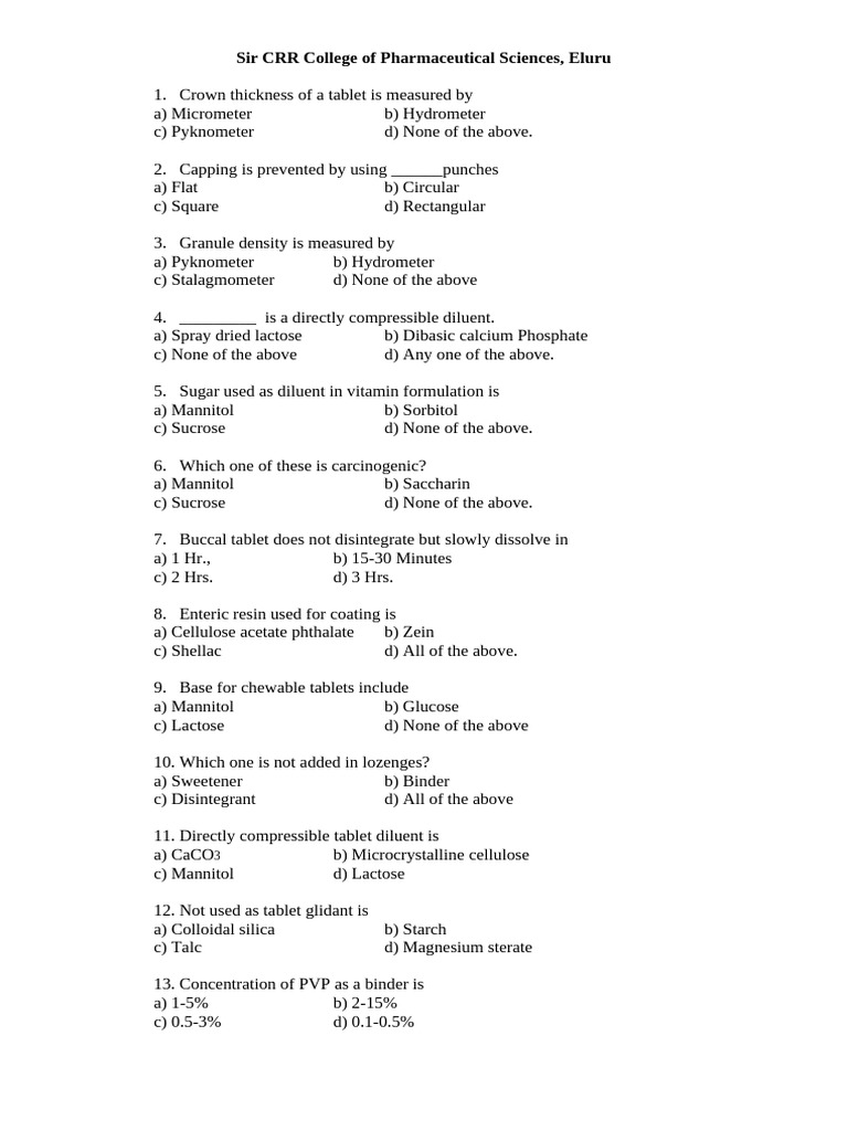 CRR 8 12 12 GPAT Bits in Ceutics | PDF | Tablet (Pharmacy) | Pharmaceutical Formulation