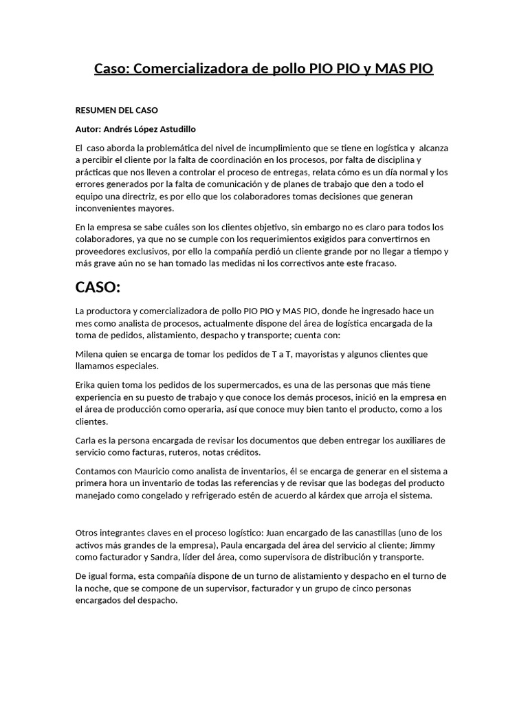Caso Comercializadora Pollos Pio Pio | PDF | Logística | Business