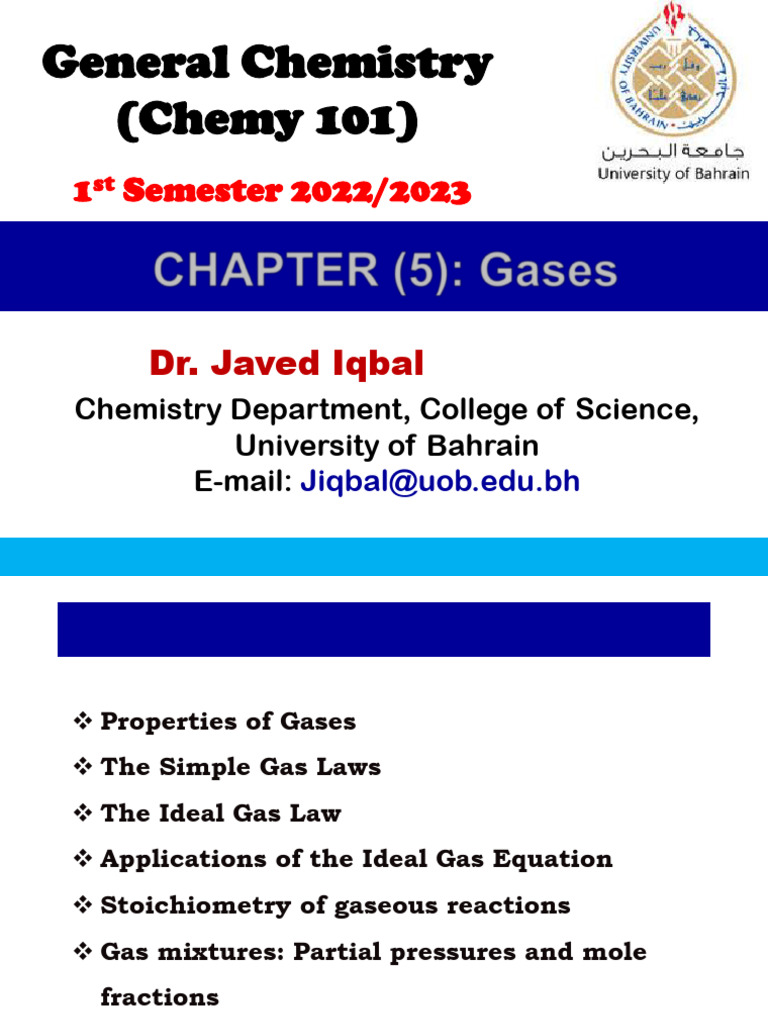 101 - Chapter (5) - Gases - Chang | PDF | Gases | Transparent Materials