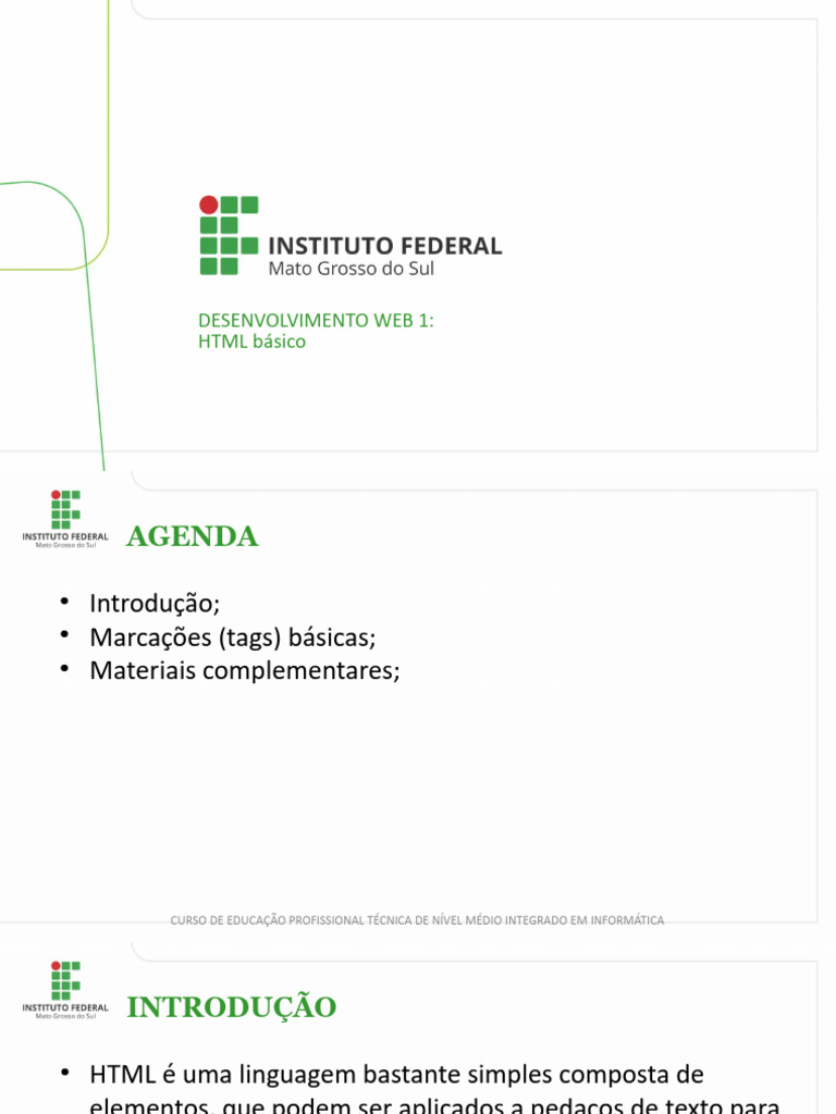 Aula 03.1 - HTML - Tags Básicas | PDF | Html | Informática