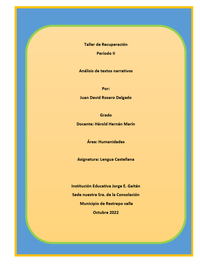 Talleres de Analisis de Textos Narrativos Hap | PDF | Pensamiento | Cuentos