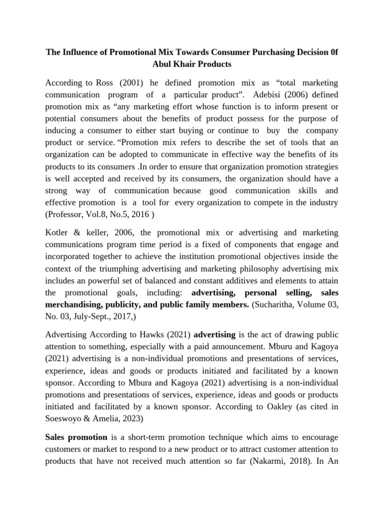 The Influence of Promotional Mix Towards Consumer Purchasing Decision ...