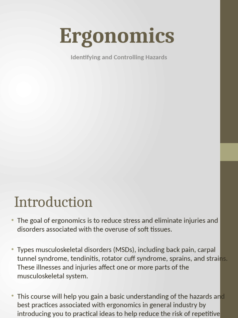 Ergonomics Updated | PDF | Human Factors And Ergonomics | Personal Protective Equipment