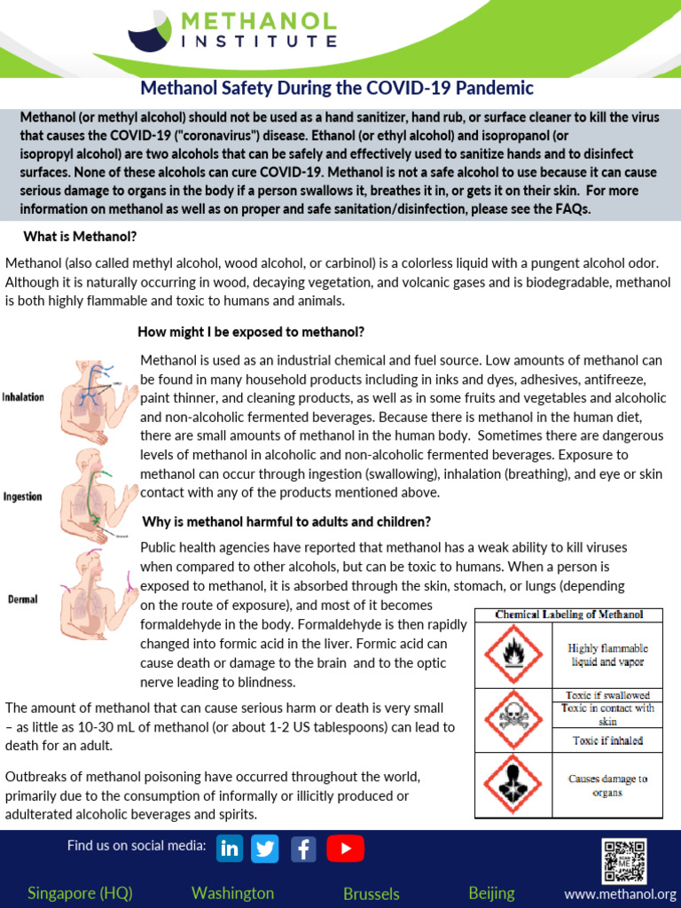Methanol Safety During The COVID 19 Pandemic 3 | PDF | Ethanol ...