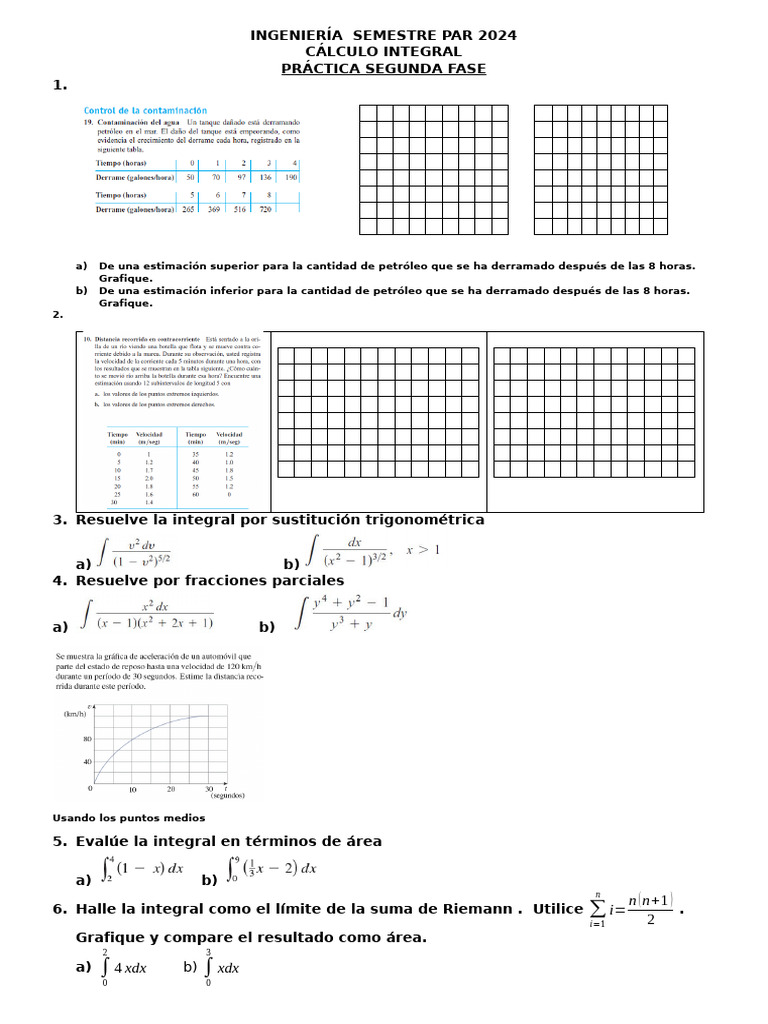 Práctica de Cálculo Integral 2024 | PDF