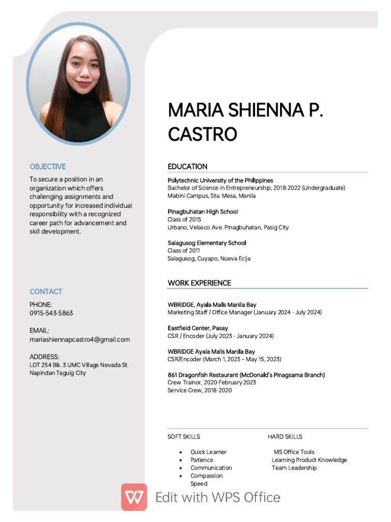 Maria Shienna Castro, RESUME | PDF