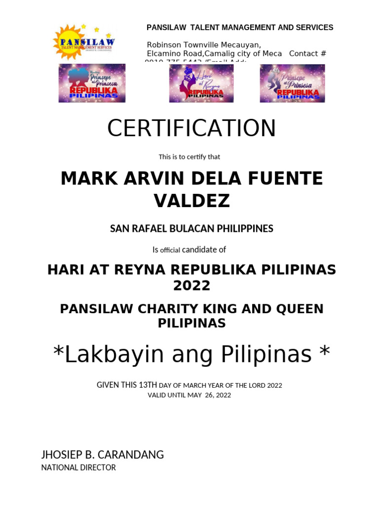 Imus Cavite Jam Certification | PDF