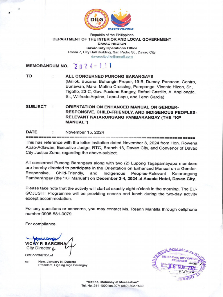 DILG Davao City Memorandum 2024-111 - 0001 - 0001 - 0001 | PDF