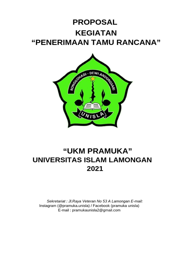 PROPOSAL PTR 2021 (Bermalam Di Unisla) | PDF