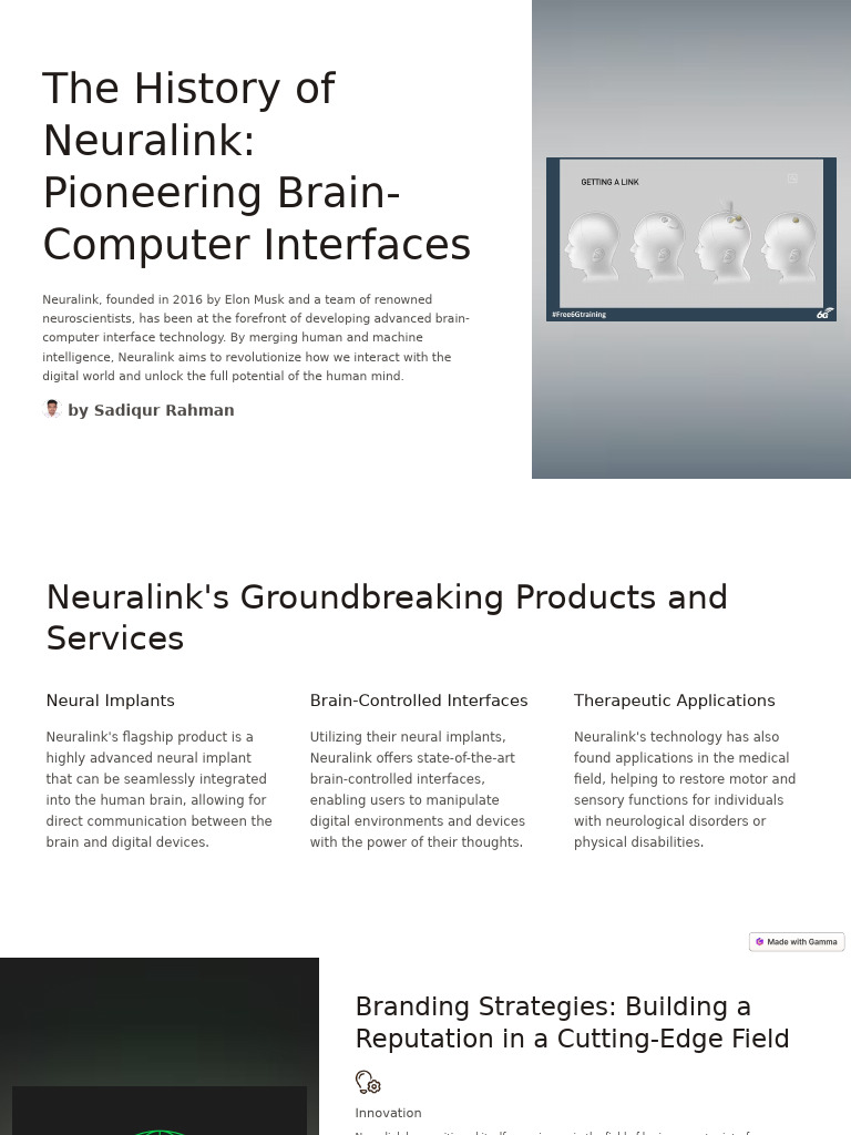 The History of Neuralink Pioneering Brain Computer Interfaces | PDF | Neuroscience | Cognitive ...