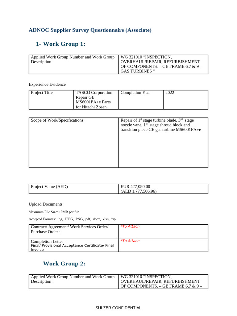ADNOC Supplier Survey for Gas Turbines | PDF | Turbine | Nondestructive ...
