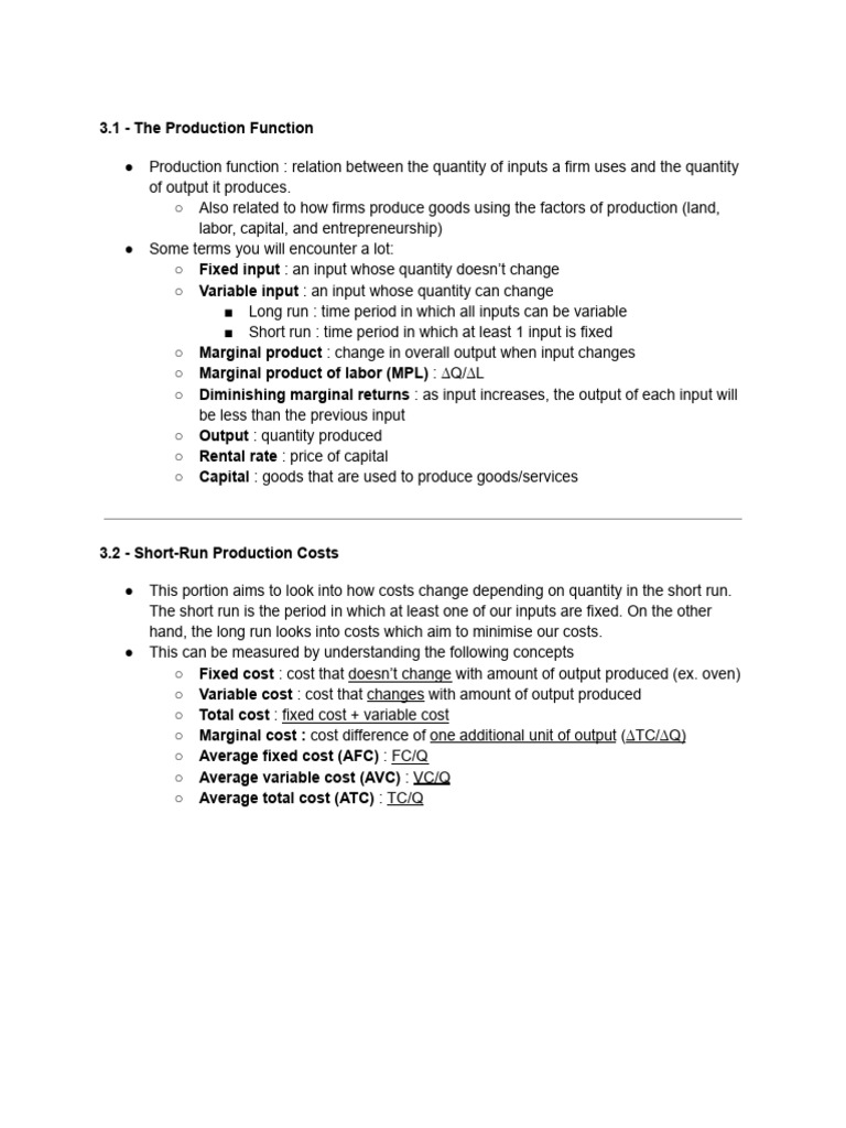 AP Microeconomics - Unit 3 | PDF | Marginal Cost | Average Cost