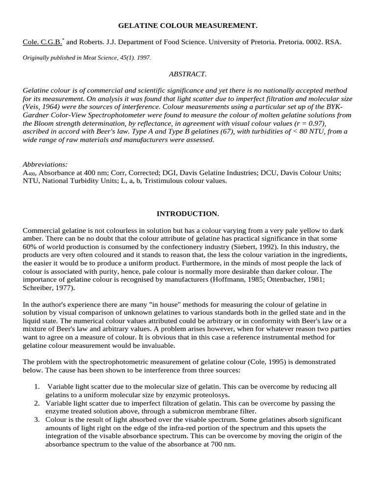 Gelatine Colour Measurement | PDF | Color | Absorbance