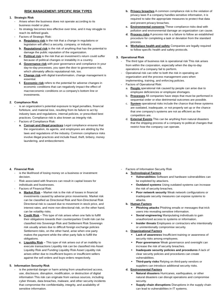 SPECIFIC RISK TYPE (Reviewer) | PDF | Risk | Computer Security