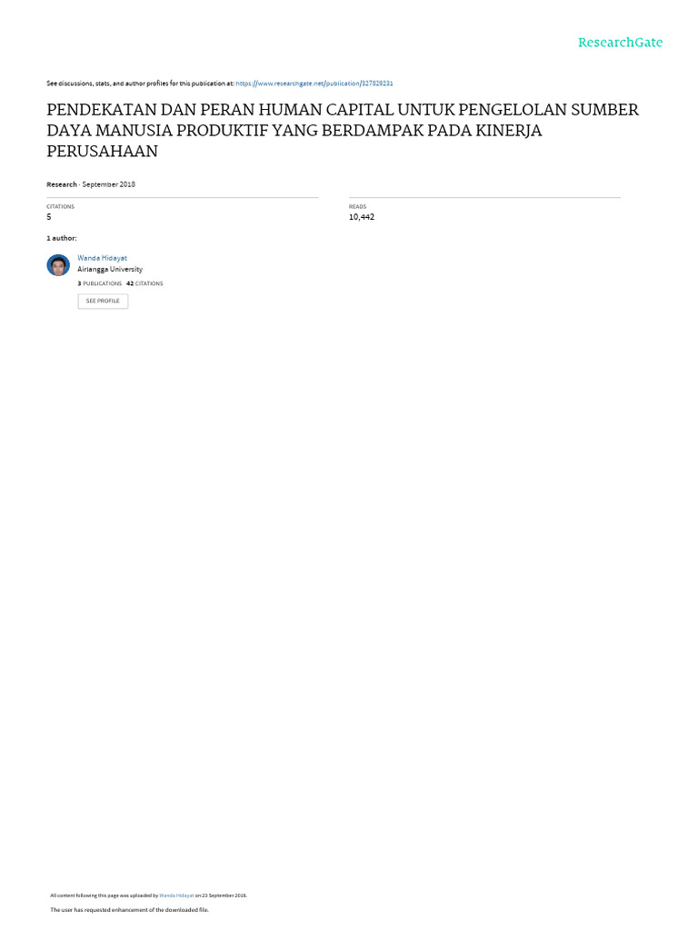 Pendekatan Dan Peran Human Capital Untuk Pengelolan Sumber Daya Manusia ...