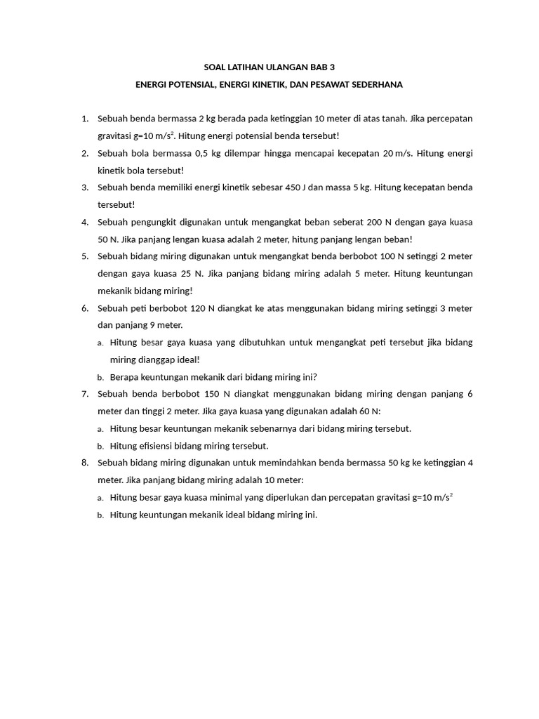 Soal Latihan Ulangan Bab 3 Ep Ek Ps Pdf