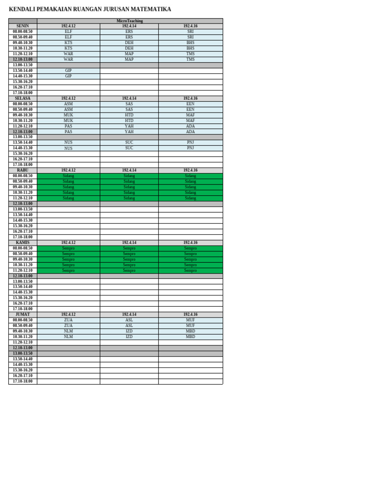Kendali Pemakaian Ruangan Microteaching Sem Ganjil 2023-2024 | PDF