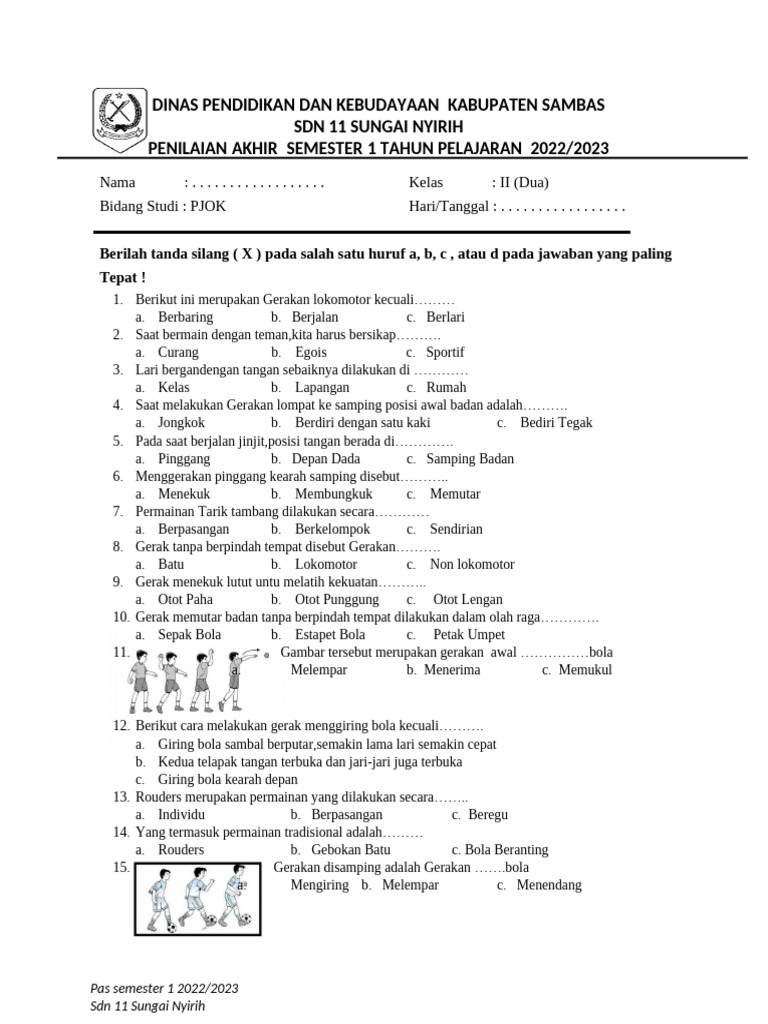 Soal Pjok Kelas 2 2022 | PDF