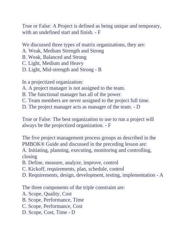 True or False | PDF | Project Management | Business