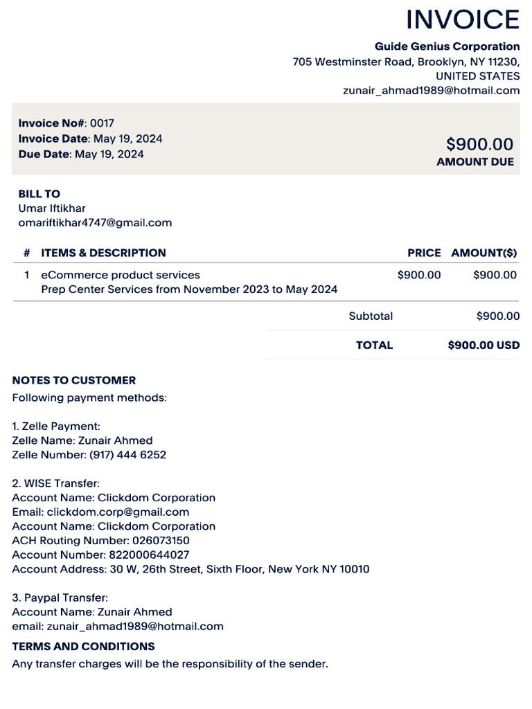 Invoice - 0017 | PDF