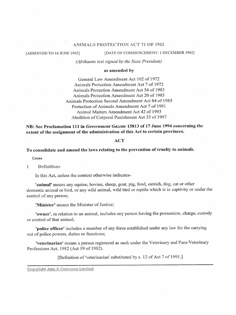 Animals Protection Act | PDF