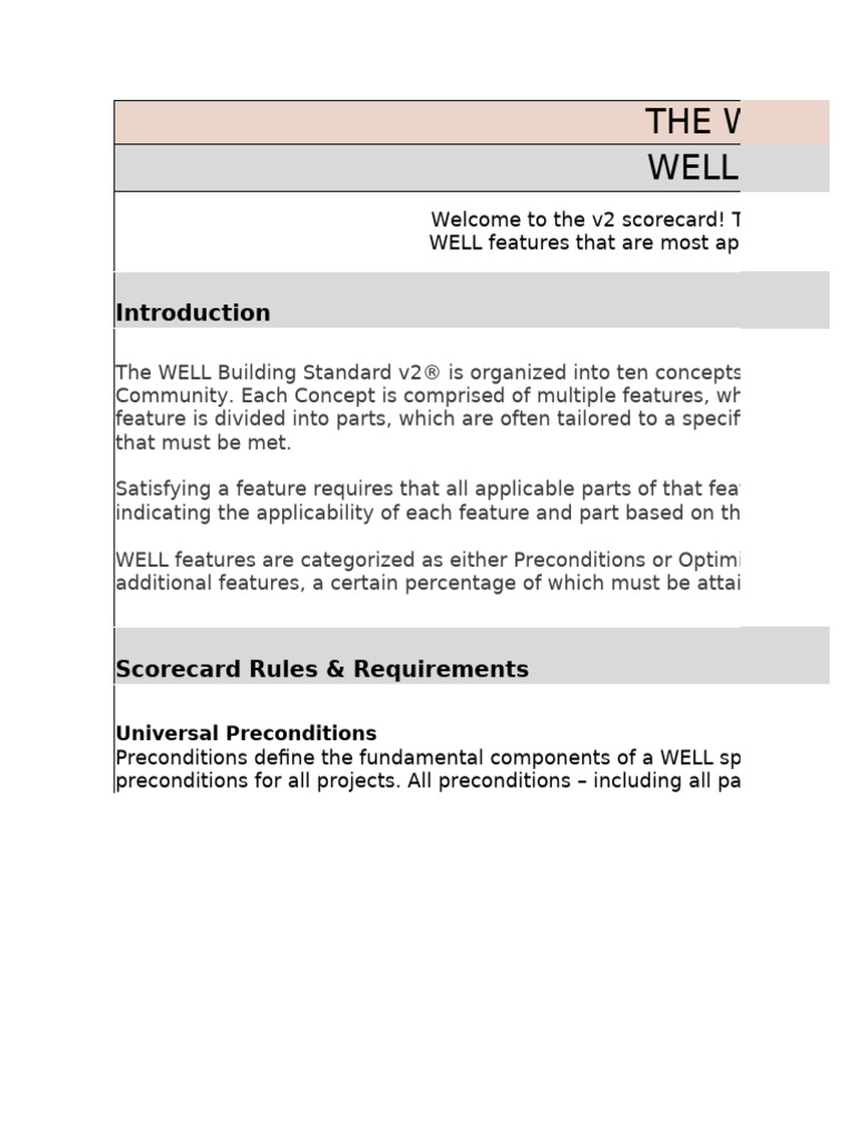 Well Certification v2 Scorecard q4 2023 | PDF | Lighting | Foods