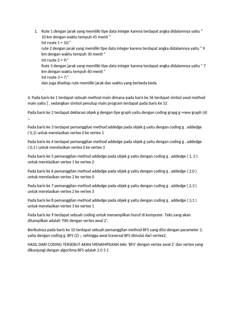 Rute 1 Dengan Jarak Yang Memiliki Tipe Data Integer Karena Terdapat ... Rute 1 Dengan Jarak Yang Memiliki Tipe Data Integer Karena Terdapat ...