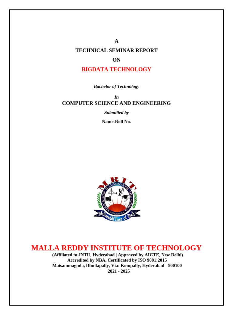 Technical Seminar Template | PDF | Big Data | Data