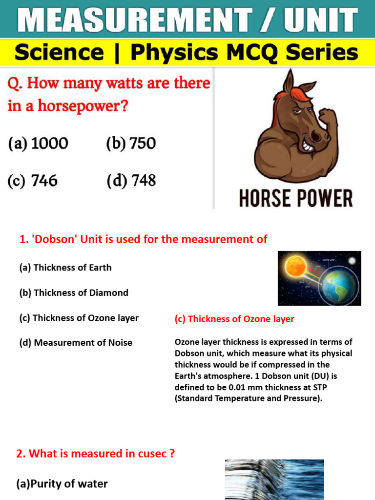 Measurement Physics MCQ Science | PDF | Pascal (Unit) | Calorie