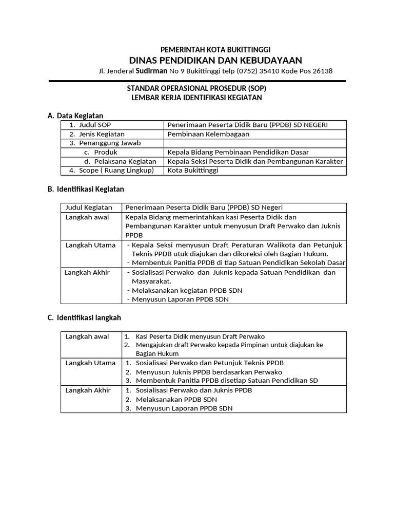 Sop PPDB SD Negeri | PDF | Pengelolaan Keuangan & Uang