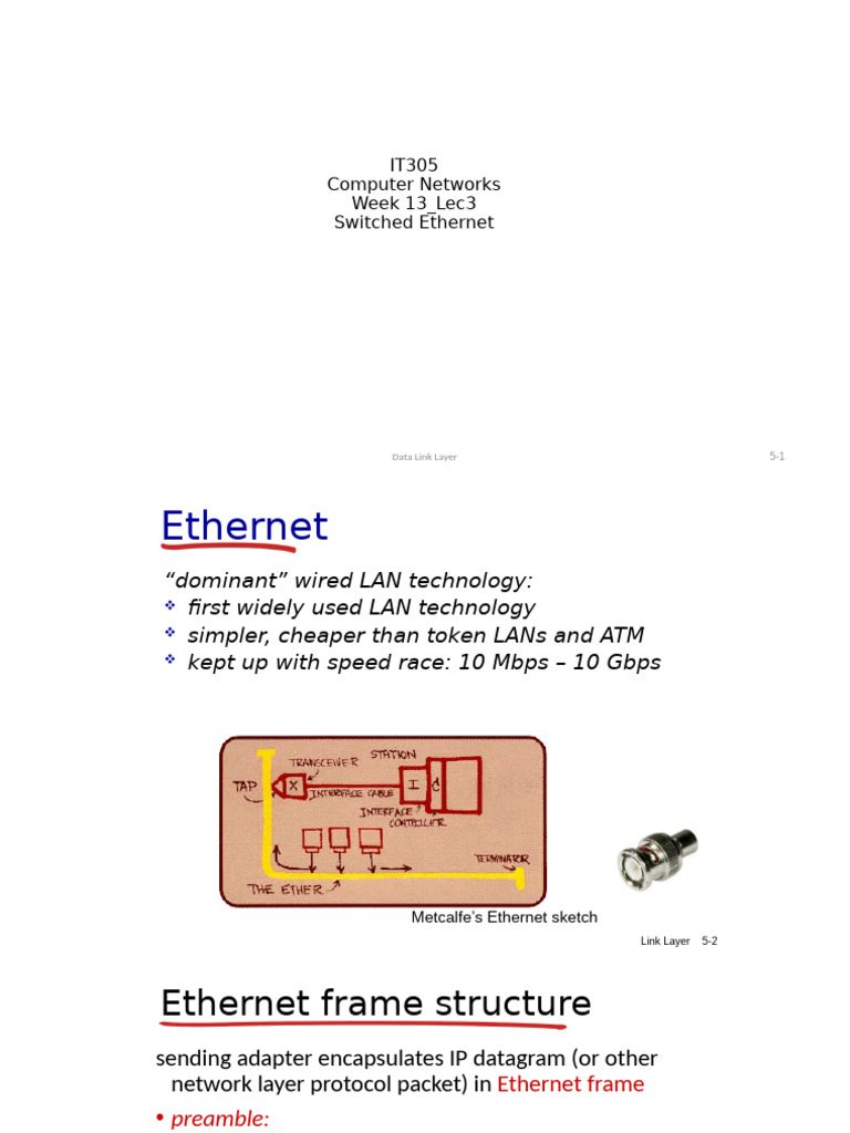 Week13 Lec3-SwitchedEthernet | PDF | Ethernet | Network Switch