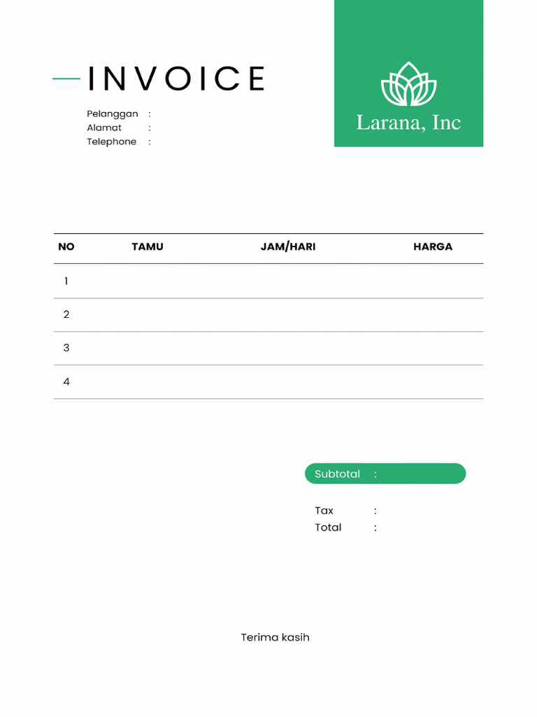 Putih Dan Hijau Minimalis Profesional Invoice | PDF