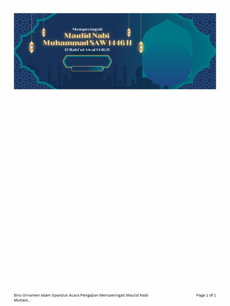 Biru Ornamen Islam Spanduk Acara Pengajian Memperingati Maulid Nabi ...