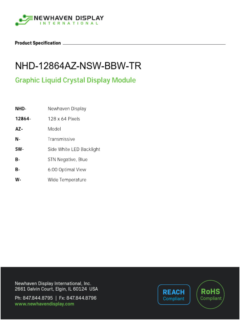 128x64 LCD Character Green Datasheet | PDF | Power Supply | Liquid ...