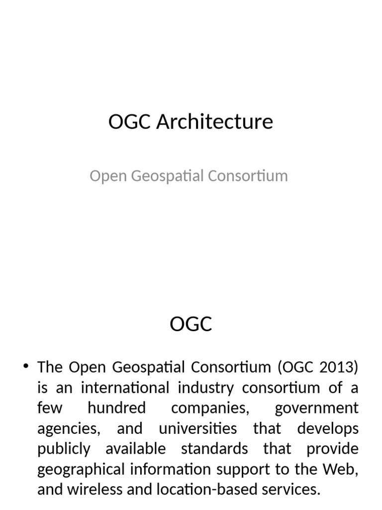 OGC Architecture and Standards Overview | PDF