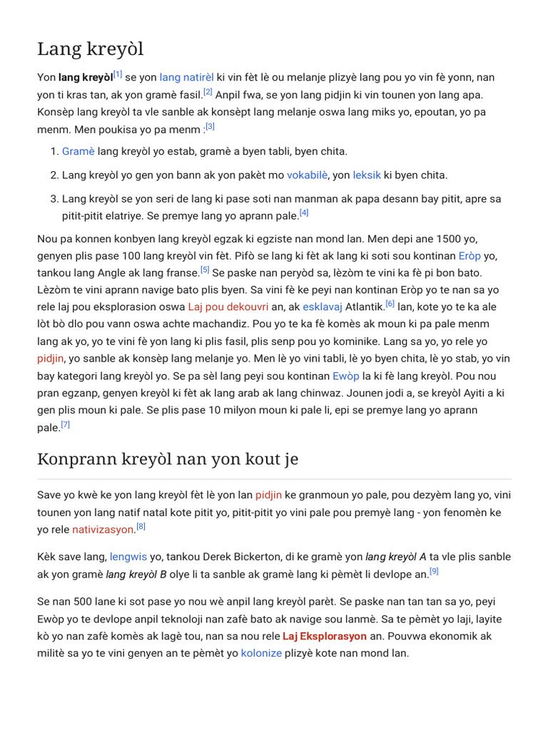 Lang Kreyòl - Wikipedya | PDF